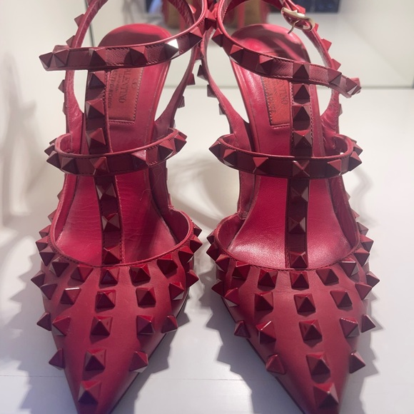 Valentino | Shoes | Valentino Maroon Red Studded Heels | Poshmark